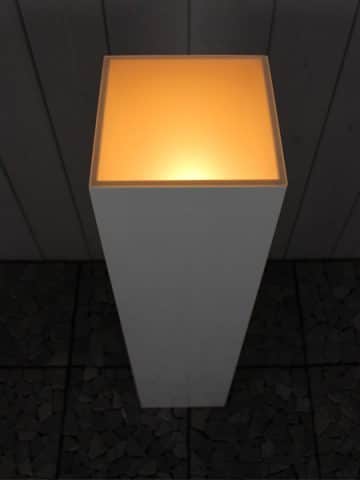 Sokkel met LED, wit zijdeglans 110x20x20 cm. - Beeldenmarkt