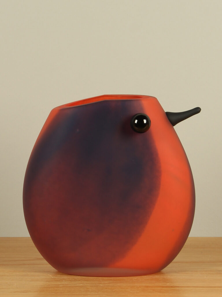 Glazen vaas Vogel rood, 24 cm - Beeldenmarkt
