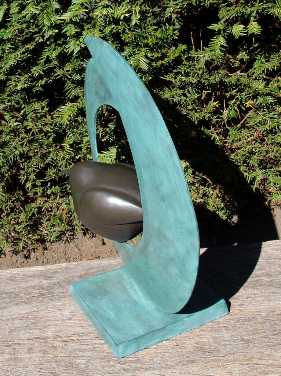 Bronzen tuinbeeld Vogel modern, 52 cm - Beeldenmarkt